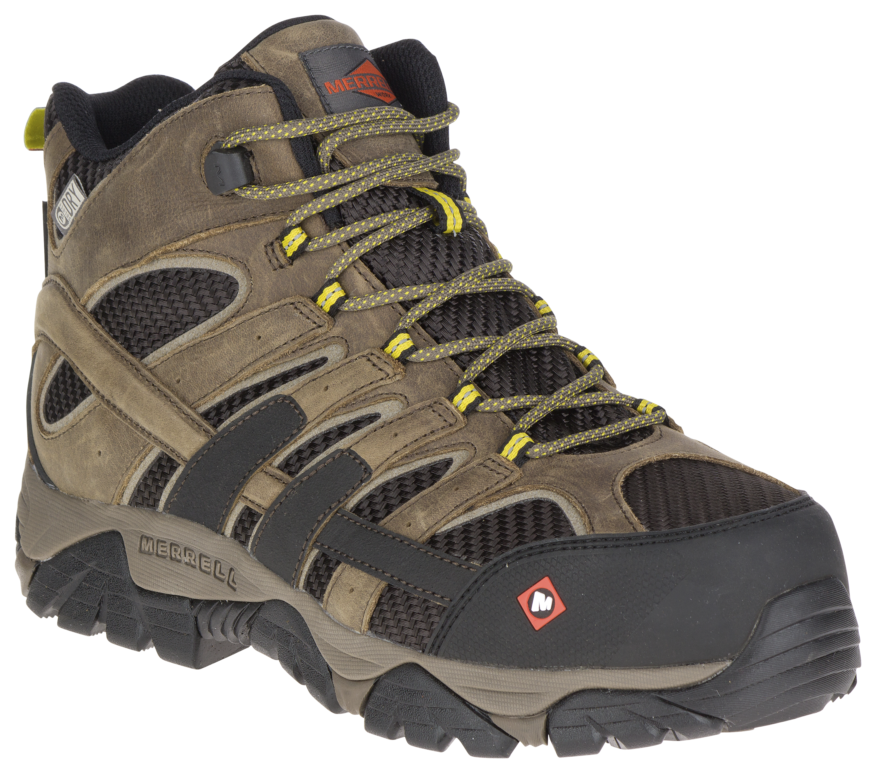Merrell Moab 2 Vent Mid Waterproof Safety Toe Work Boots for Men | Bass ...